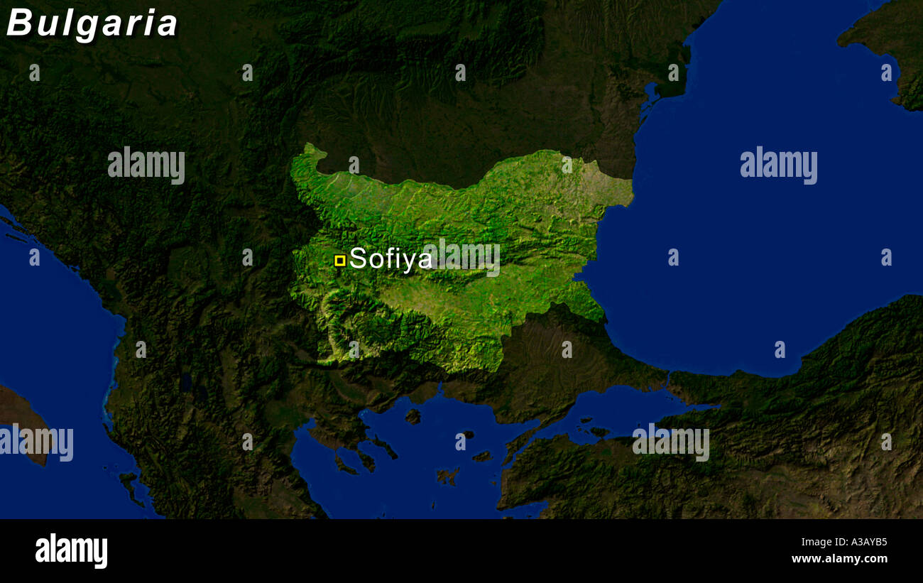 Satellite Image Of Bulgaria With Sofiya Highlighted Stock Photo - Alamy