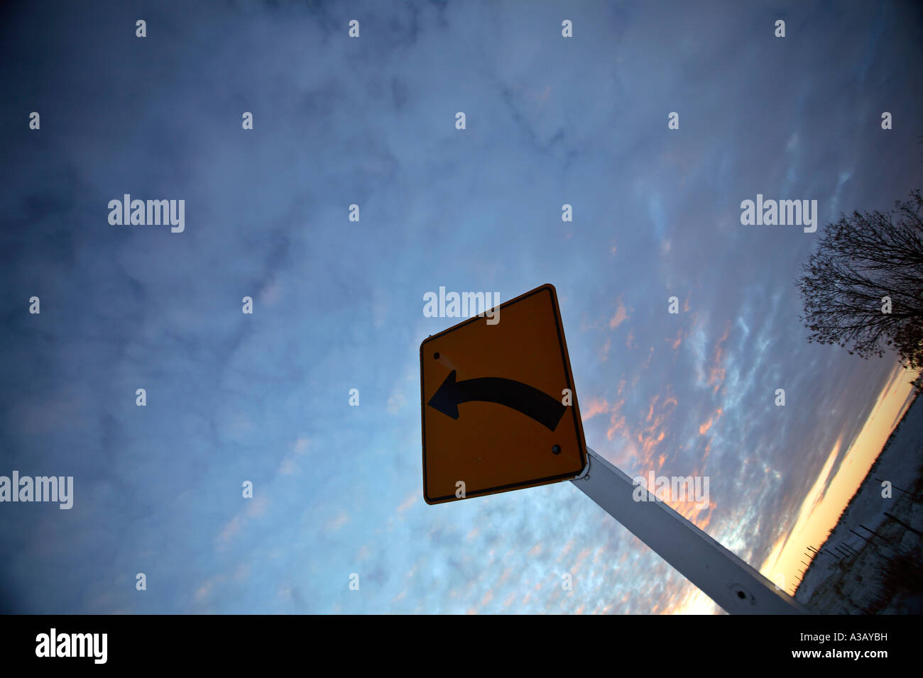 Curve road sign in Saskatchewan Stock Photo - Alamy
