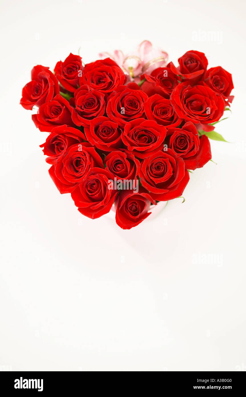 Red roses arranged in the heart shape Stock Photo - Alamy