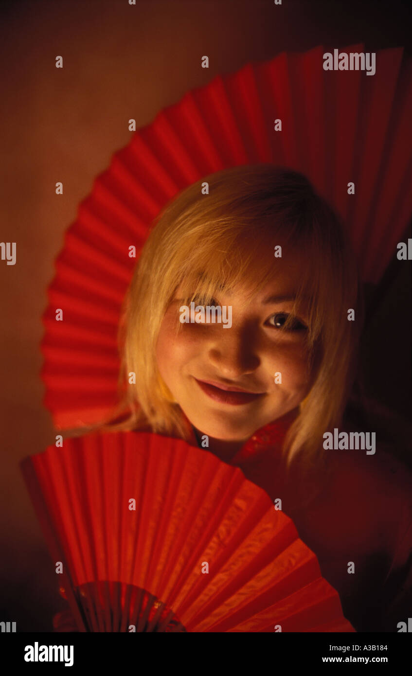 Girl With Fan 0382 Stock Photo - Alamy