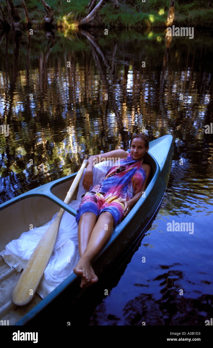 0444 Girl in Canoe Stock Photo - Alamy