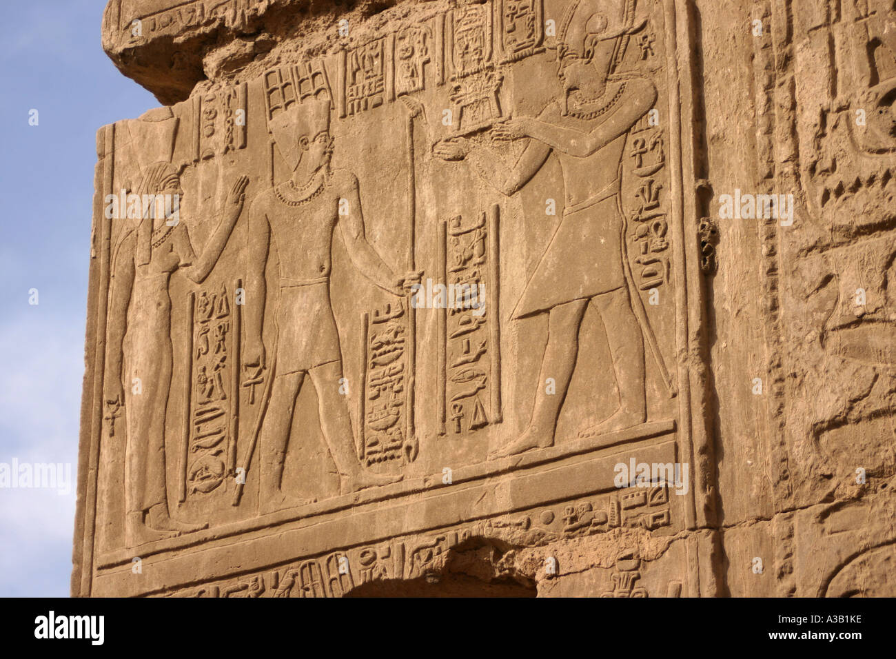 Carvings of Mut, Amun and Osiris on the walls of Karnak Temple, UNESCO ...