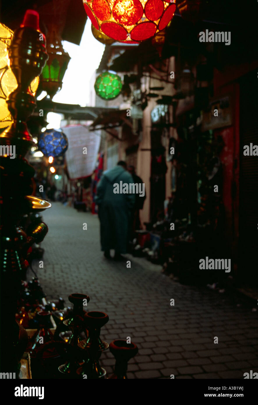 Colourful glass lanterns for sale in the souk, Marrakesh, Morocco Stock ...