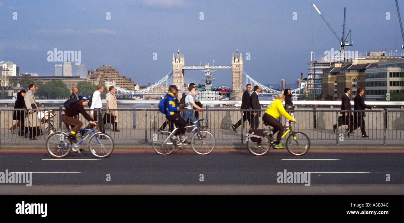 People crossing London Bridge England Britain UK Stock Photo - Alamy