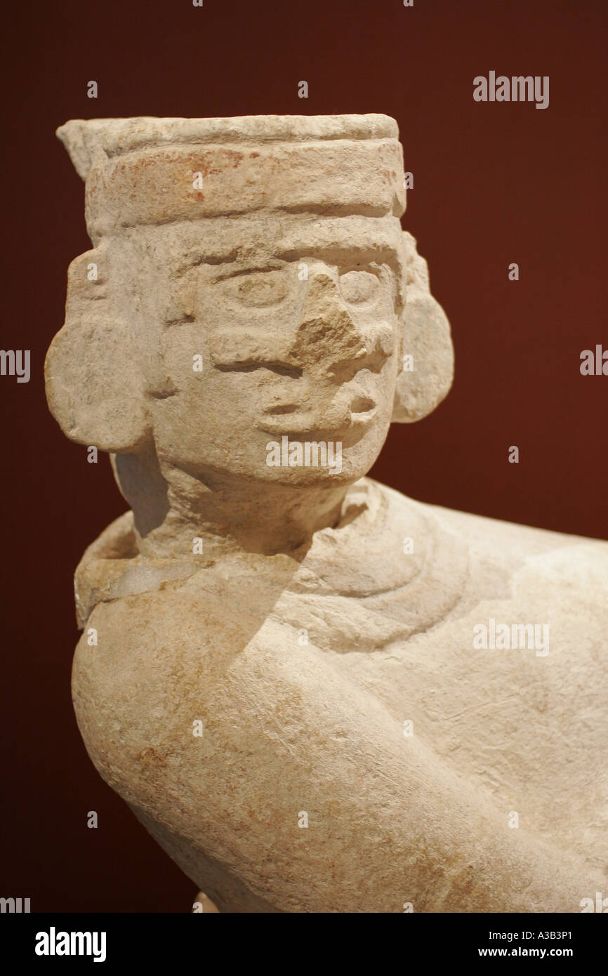 A sculpture of Chac Mool from Palace of the Sculpted Columns, Chichen ...