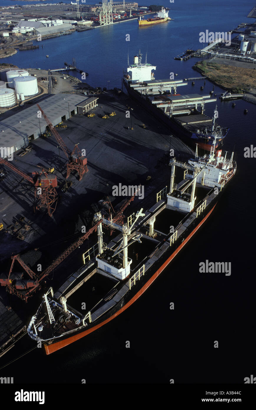 aerial view bulkloading ocean going freighter at Port Richmond ...