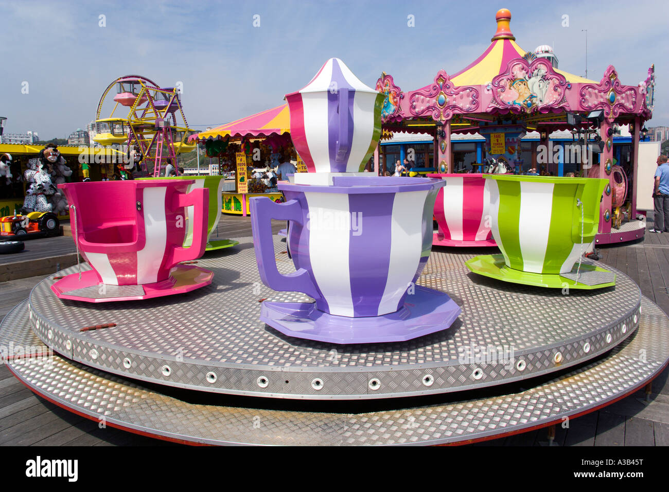 ENGLAND Dorset Bournemouth End of Pier Funfair ride of large colourful ...