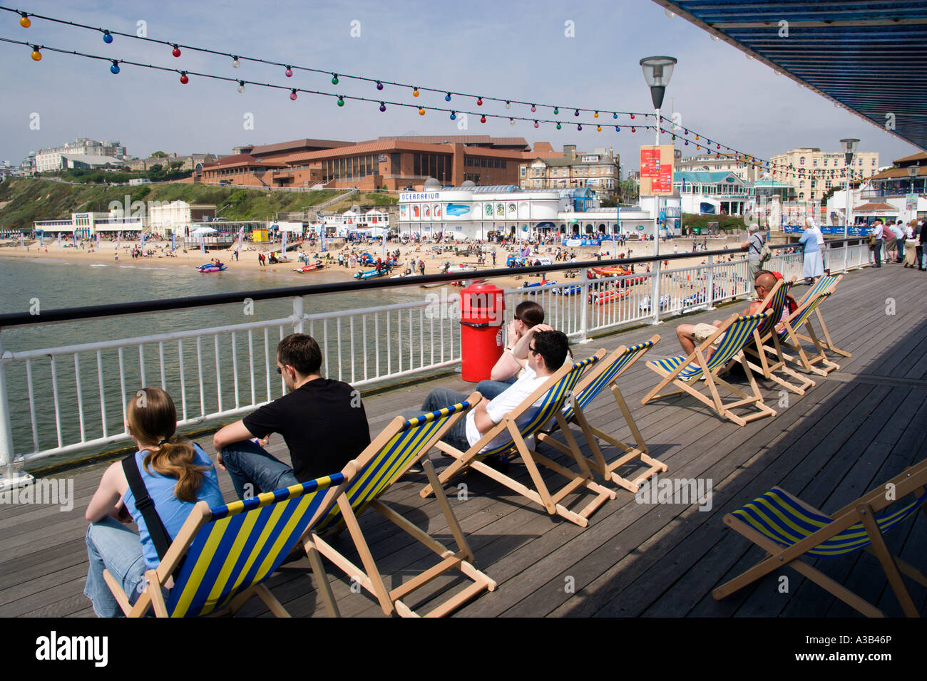 ENGLAND Dorset Bournemouth West Beach Conference Centre beyond people ...
