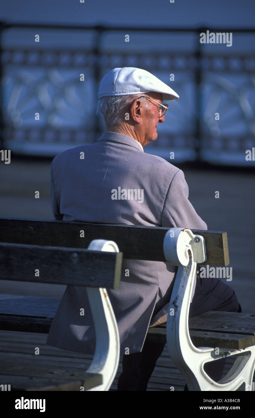 Old Man Sat on Bench Stock Photo - Alamy