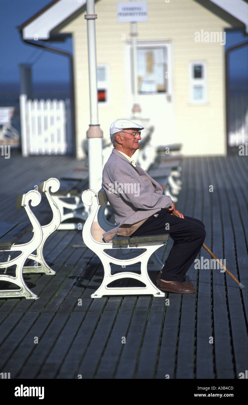 Old Man Sat on Bench Stock Photo - Alamy
