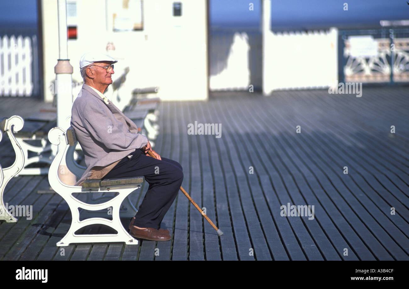 Old Man Sat on Bench Stock Photo - Alamy