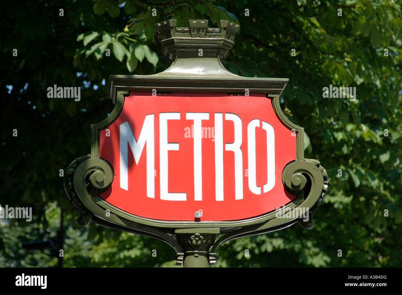 FRANCE Ile de France Paris Red Metro underground subway sign Stock ...