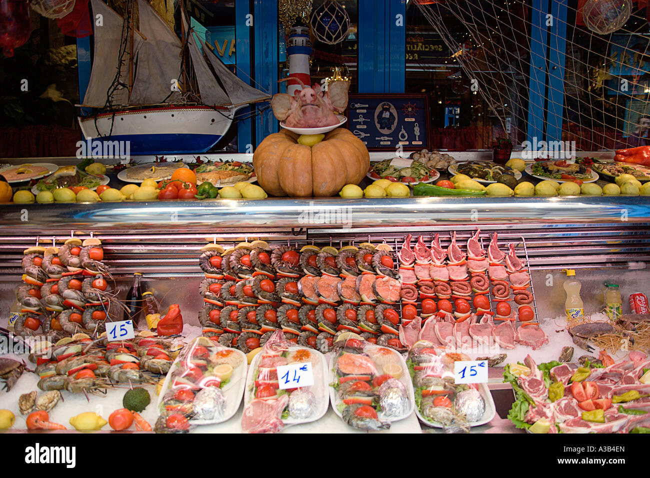 FRANCE Ile de France Paris Restaurant window display in Latin Quarter ...