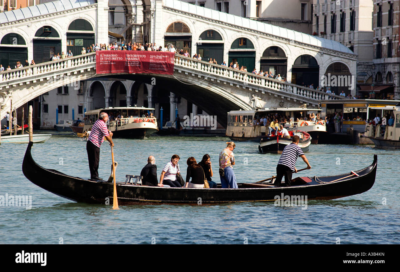 ITALY Veneto Venice A Traghetto gondola carrying local people on board ...