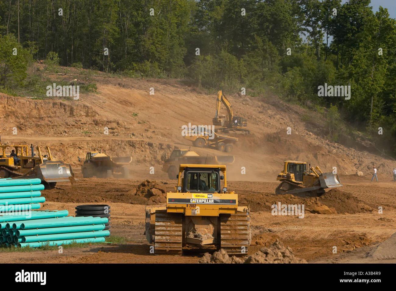 Bulldozers clearing a construction site Stock Photo - Alamy