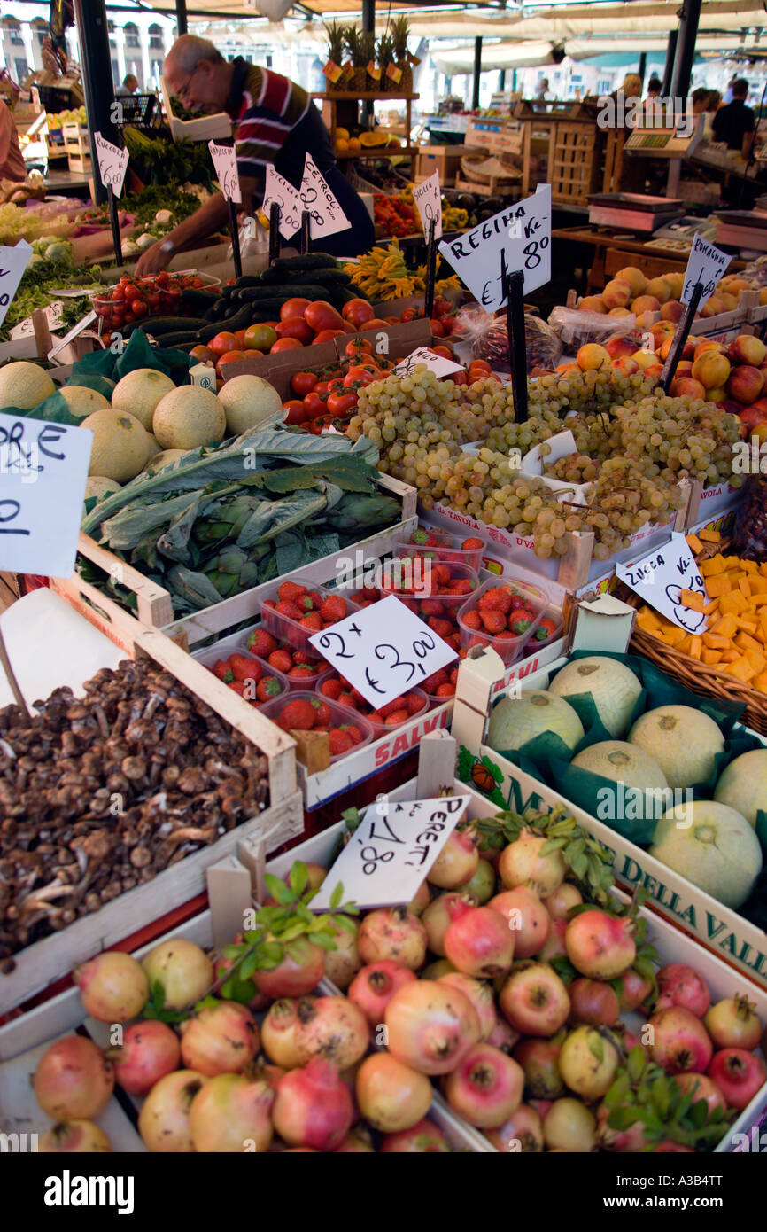 ITALY Veneto Venice Fruit and vegetable stall in Rialto Market on Grand ...