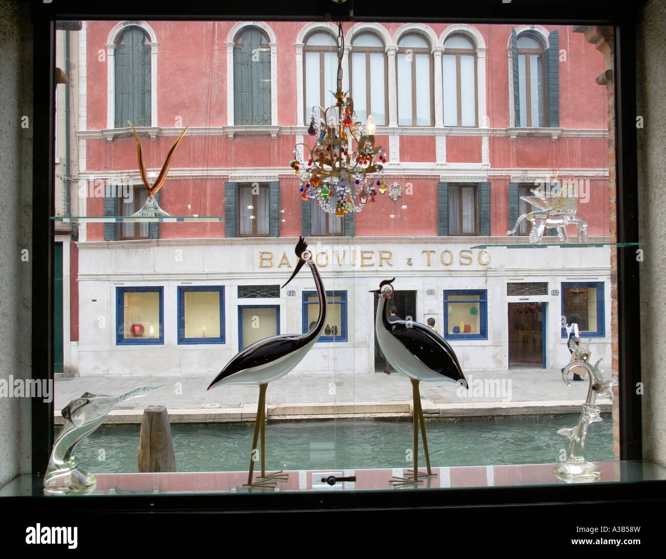 ITALY Veneto Venice lagoon Murano Island Window display of local glass ...
