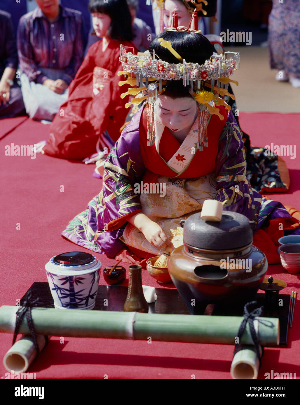 JAPAN Honshu Kyoto Woman in traditional court costume of top courtesan ...