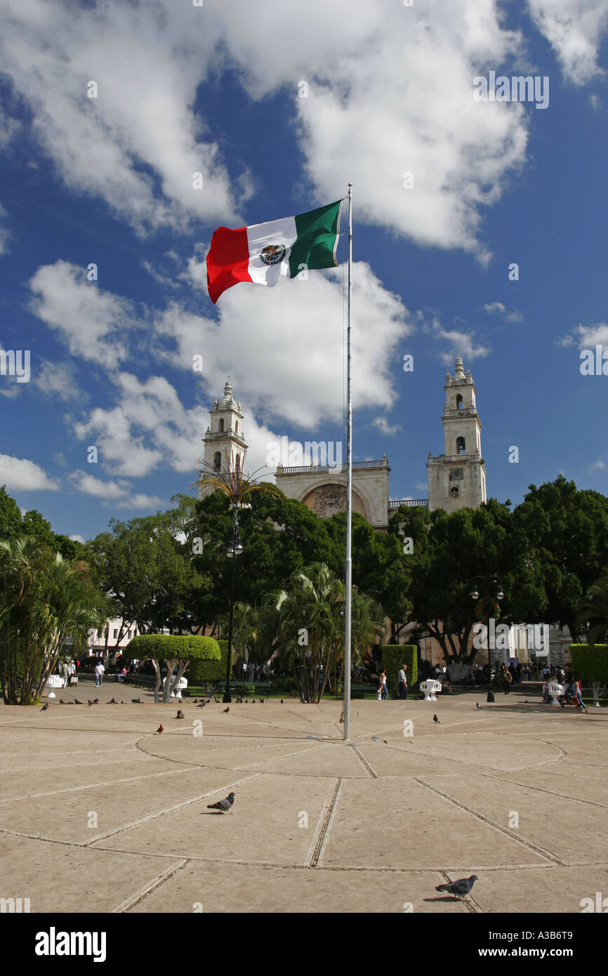 The Main Square and the Cathedral of San Ildefonso in Merida Mexico ...