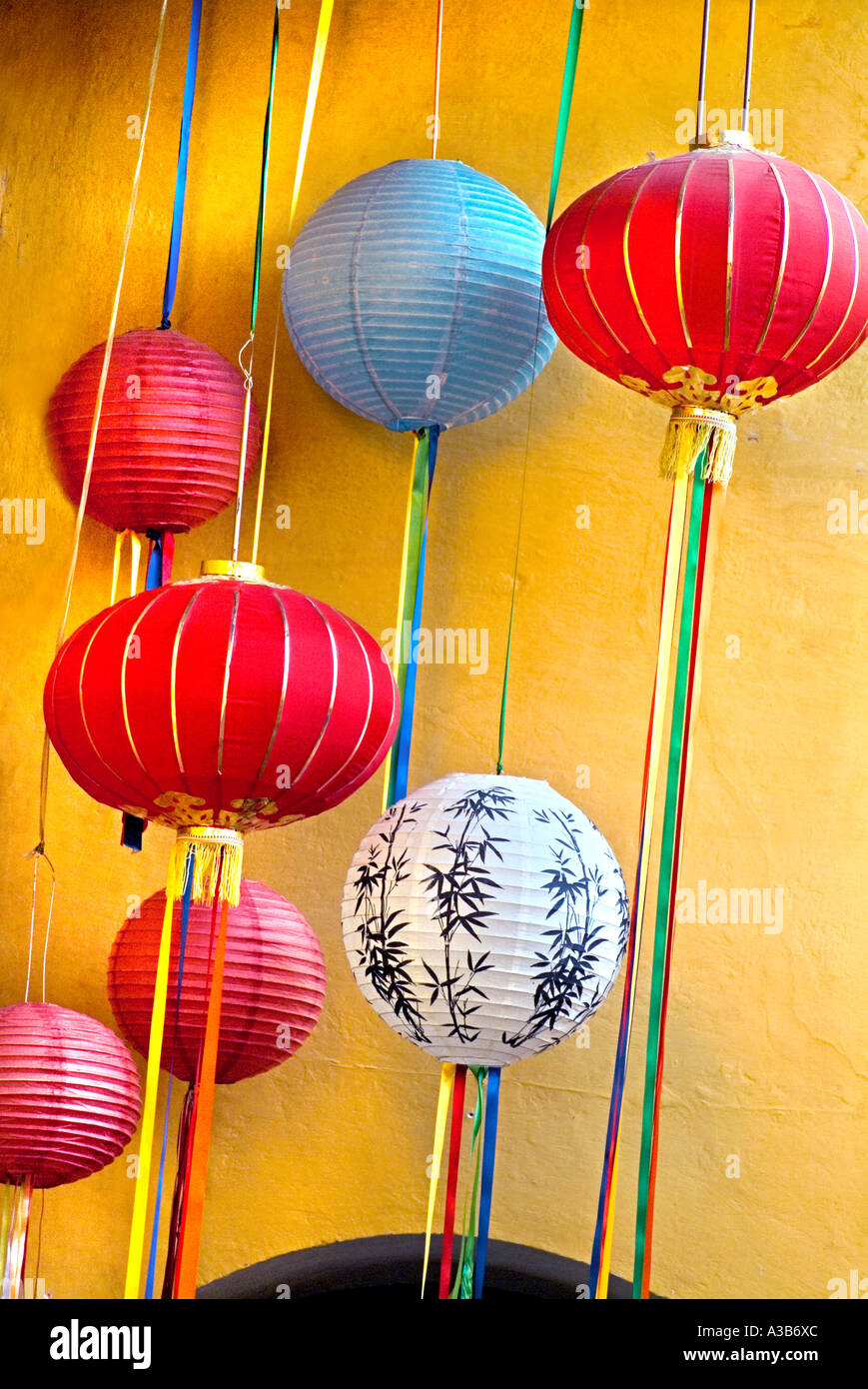 Colorful array of Chinese paper lamps Stock Photo - Alamy