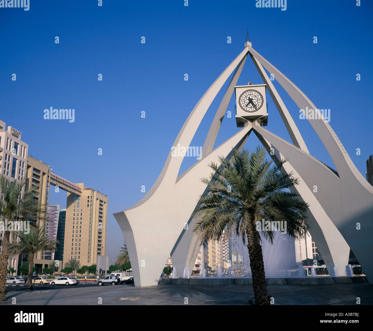 UAE Middle East Gulf State Dubai Dubai Clock Tower Modern sculptural ...