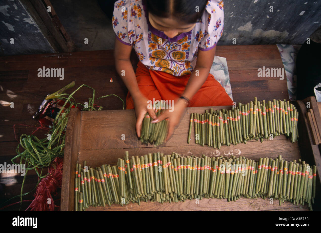 Myanmar Burma Southeast Asia Bago Cheroot Factory Looking down on ...