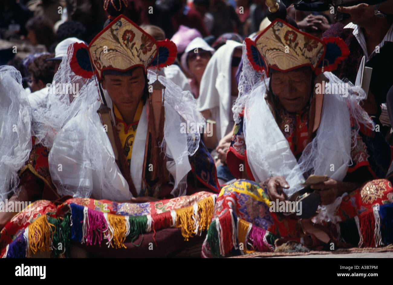 INDIA South Asia Ladakh Hemis Gompa Buddhist Lamas wearing kartas ...