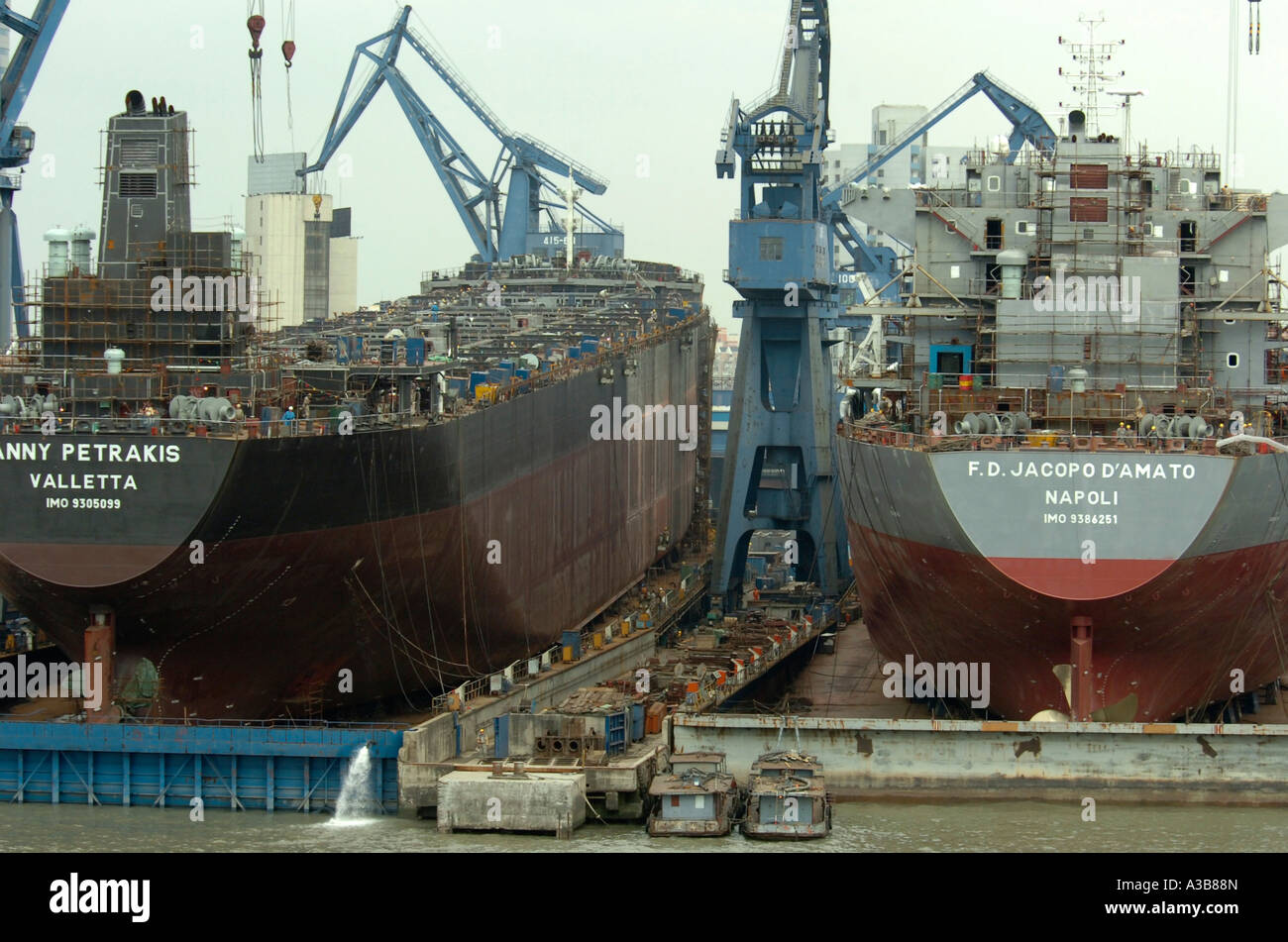 CHINA Asia Shanghai Shanghai Hudong Zhonghua Shipyard on Huangpu River ...