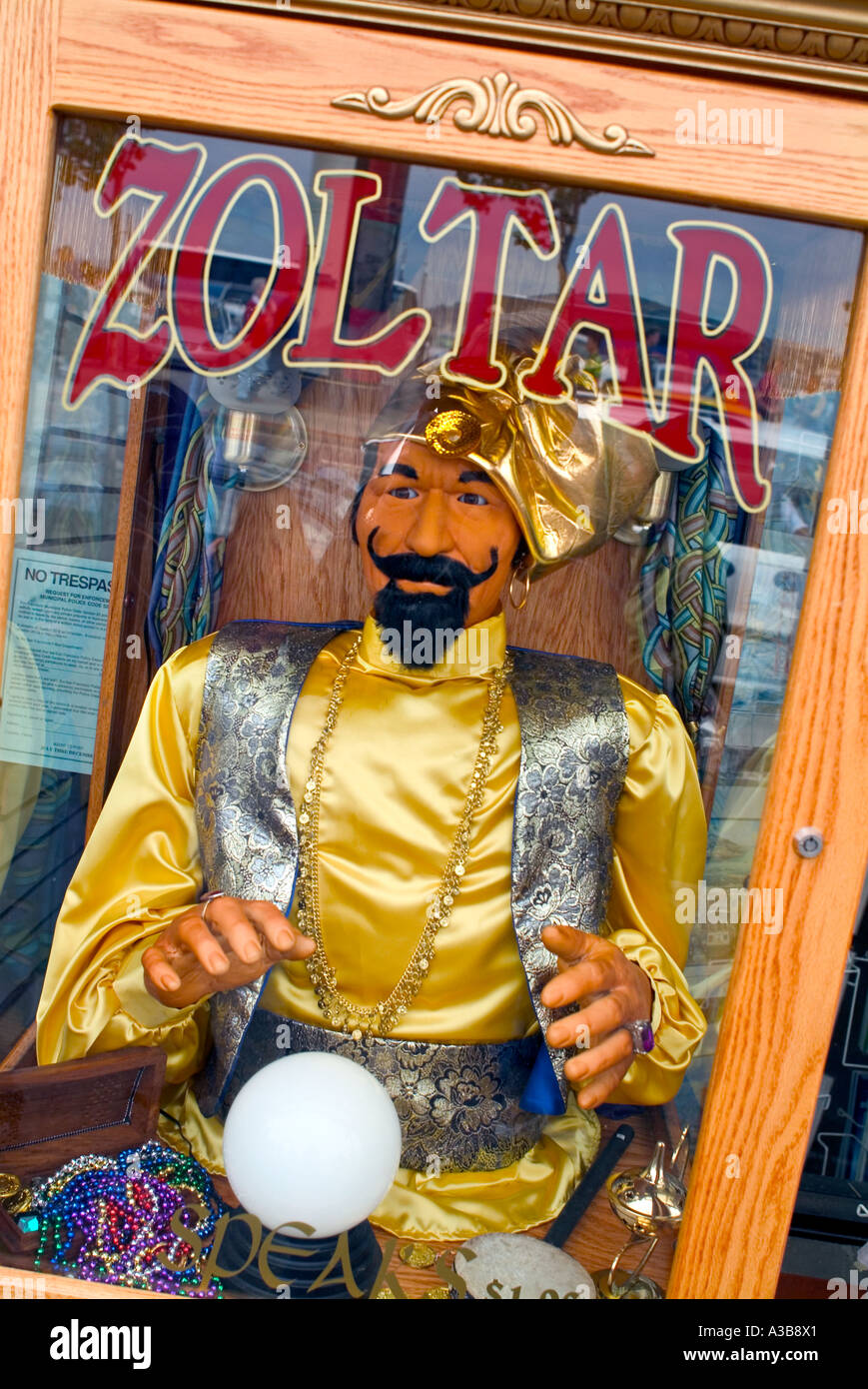 Zoltar a male fortuneteller character in an antique arcade machine ...