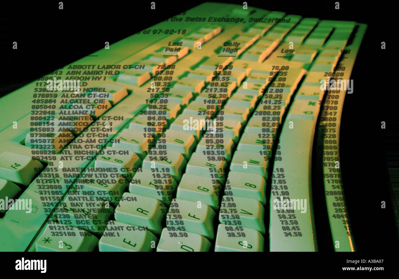 Keyboard and Chart of Stock Exchange Stock Photo - Alamy