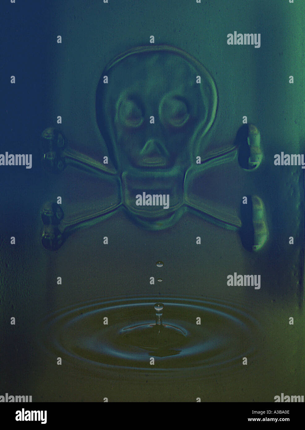 Computer Image jumping Waterdrops Skull Symbolism for Toxic Water Stock ...