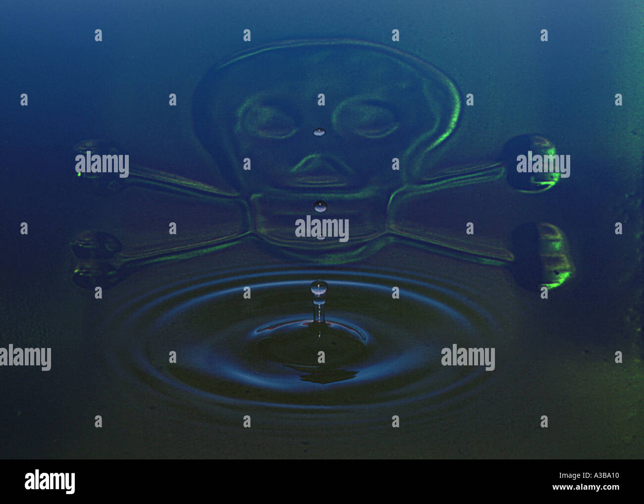Computer Image jumping Waterdrops Skull Symbolism for Toxic Water Stock ...