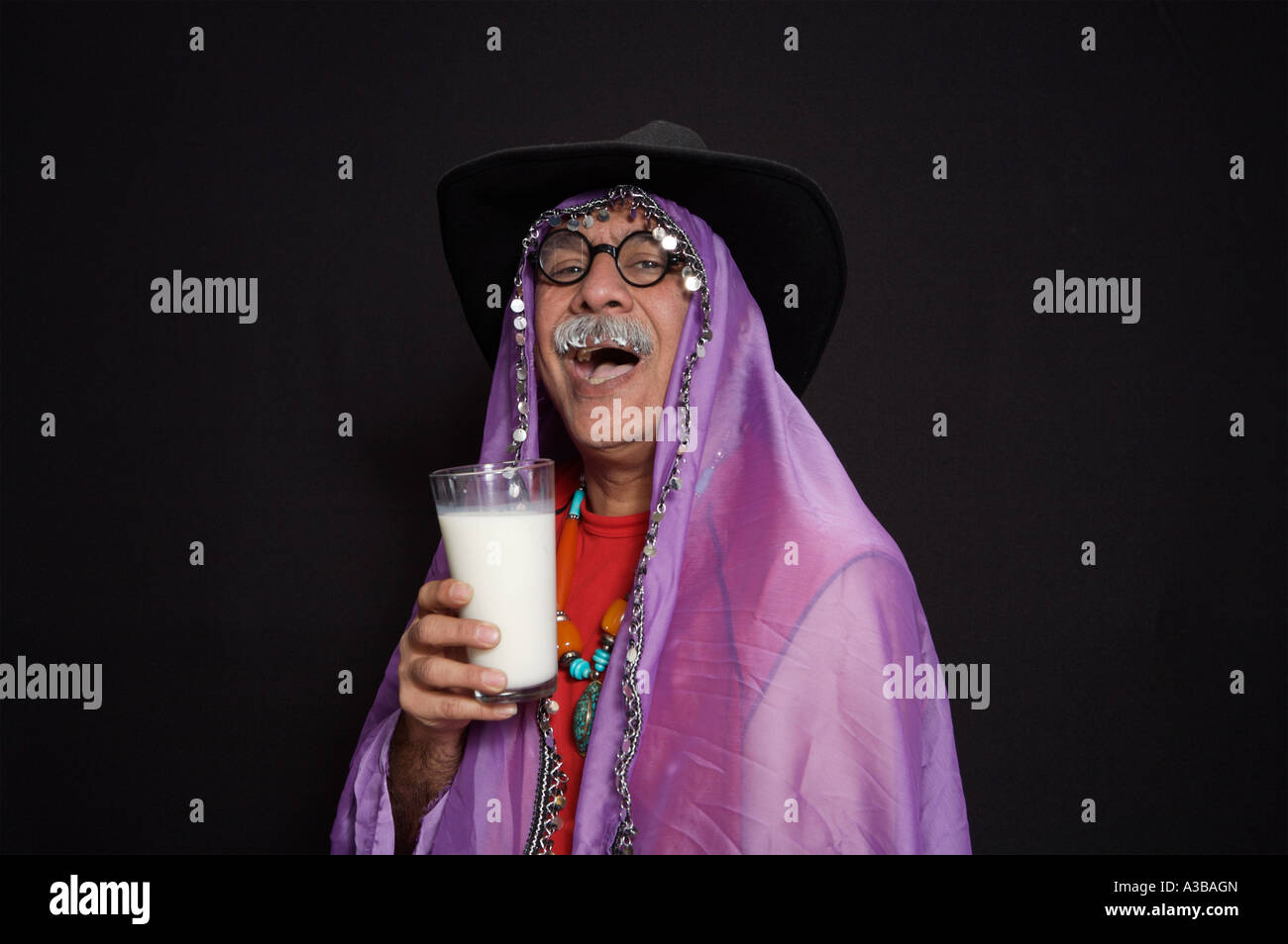 man with glass of milk Stock Photo - Alamy