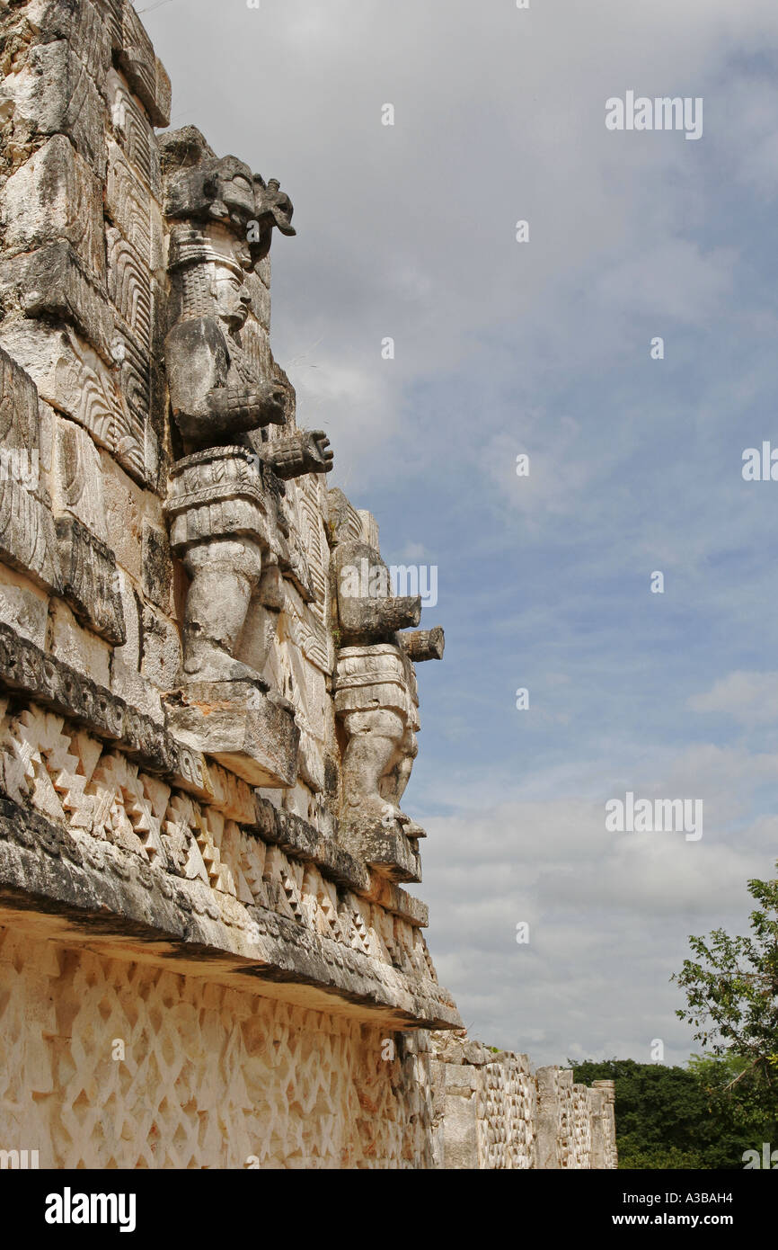 Facade with Masks of Rain God Chaac, The Codz Pop's Altar of Glyphs ...