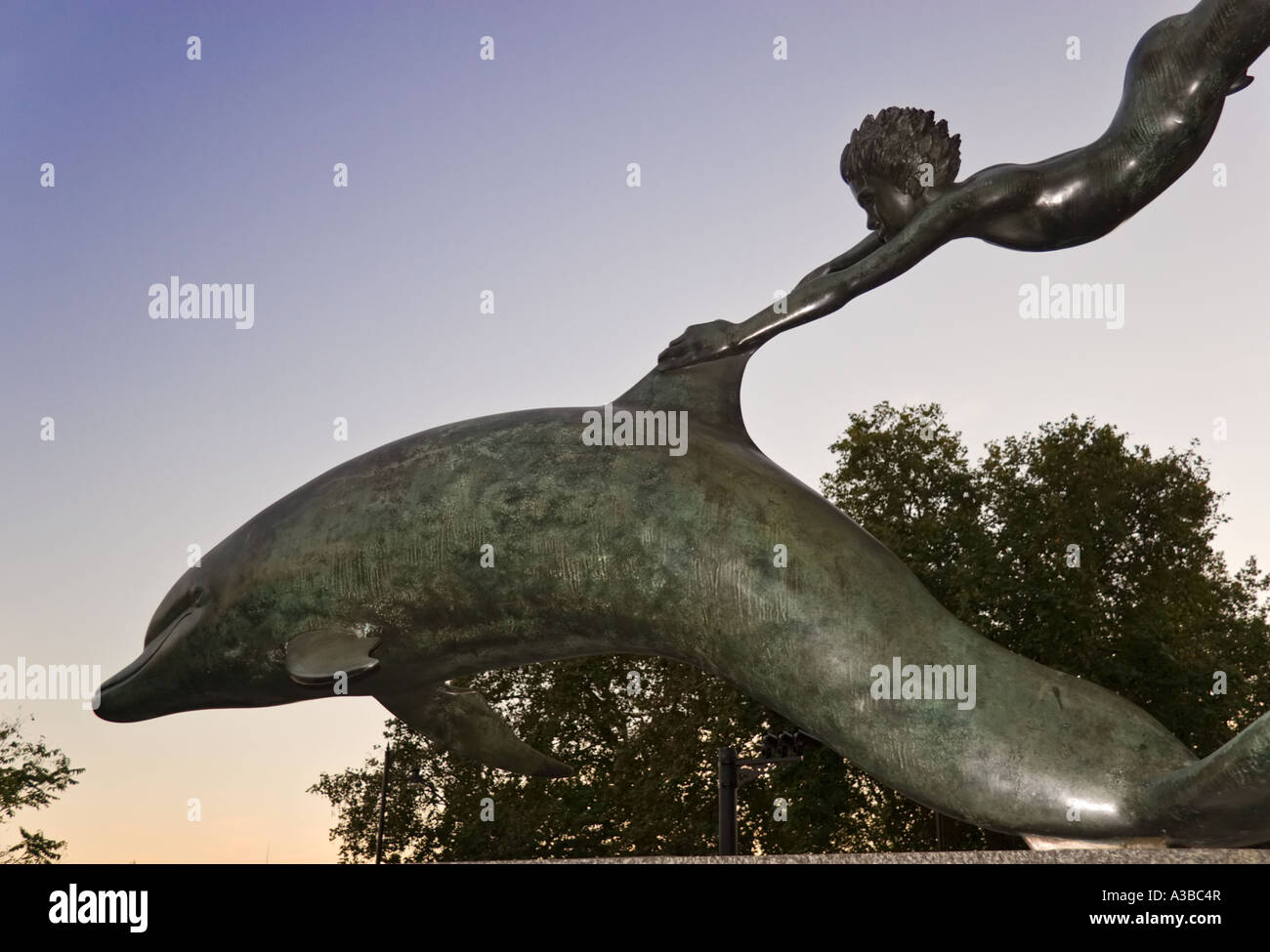 Sculpture of Boy with a Dolphin Chelsea Embankment London Stock Photo ...