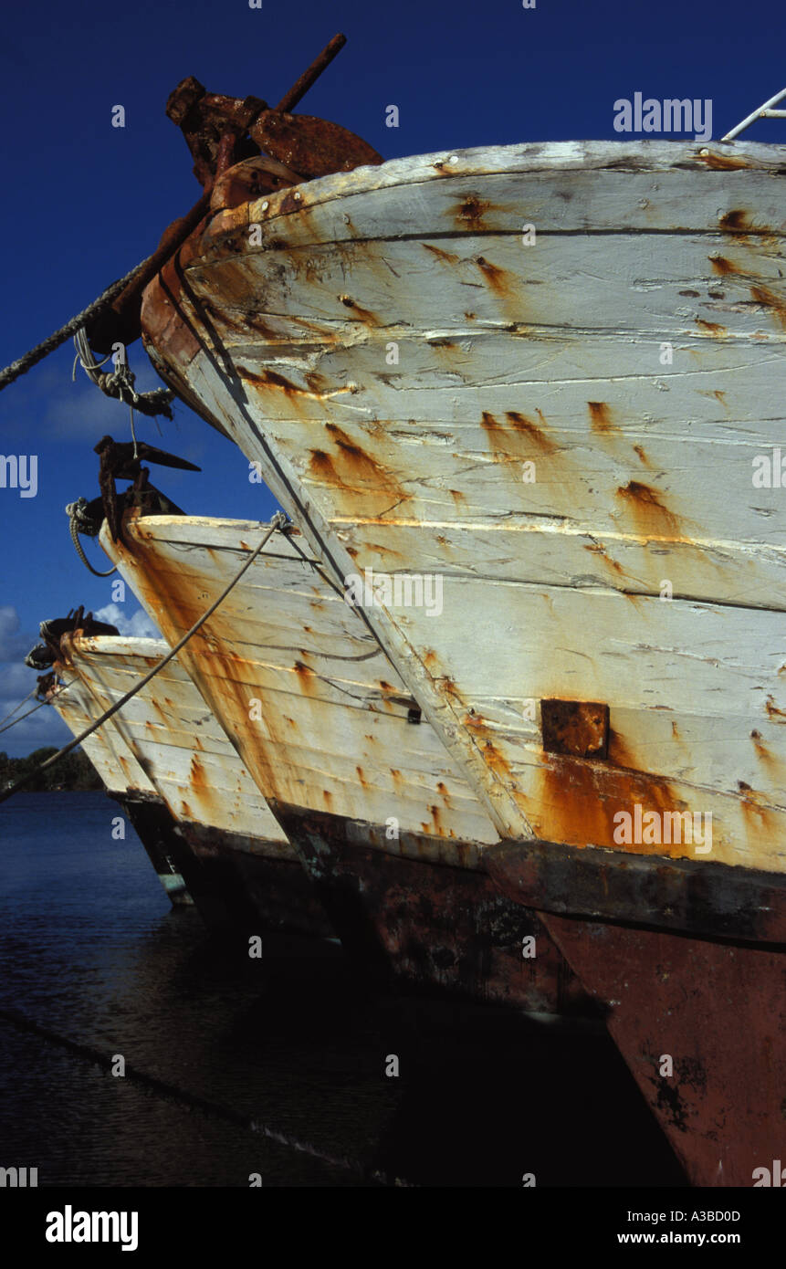 Chinese longline fishing vessels at dock in Korror Yap Micronesia Stock ...