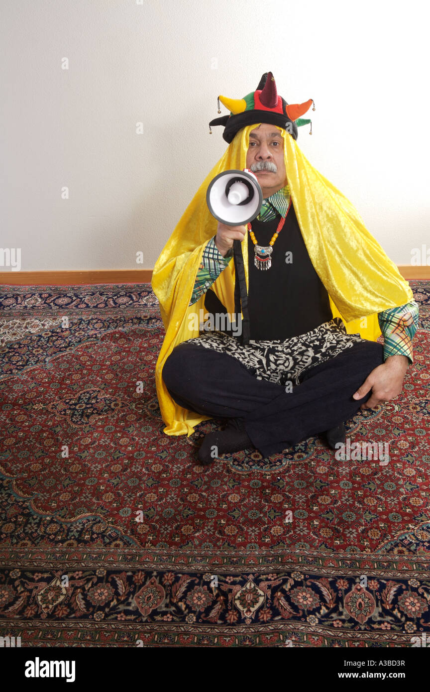 middel age man with louds speakerr Stock Photo - Alamy