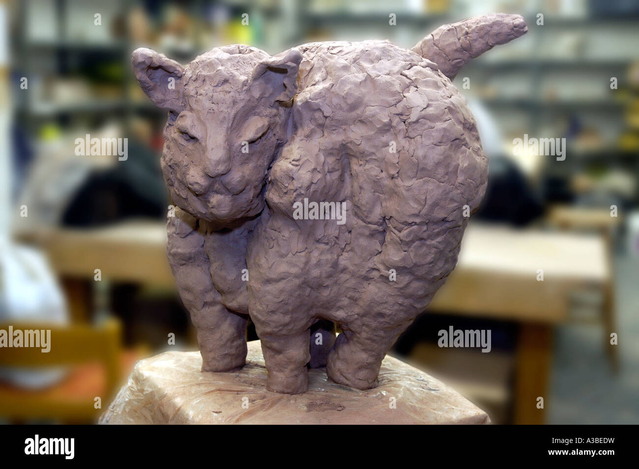 Large handbuilt ceramic cat sculpture Stock Photo - Alamy