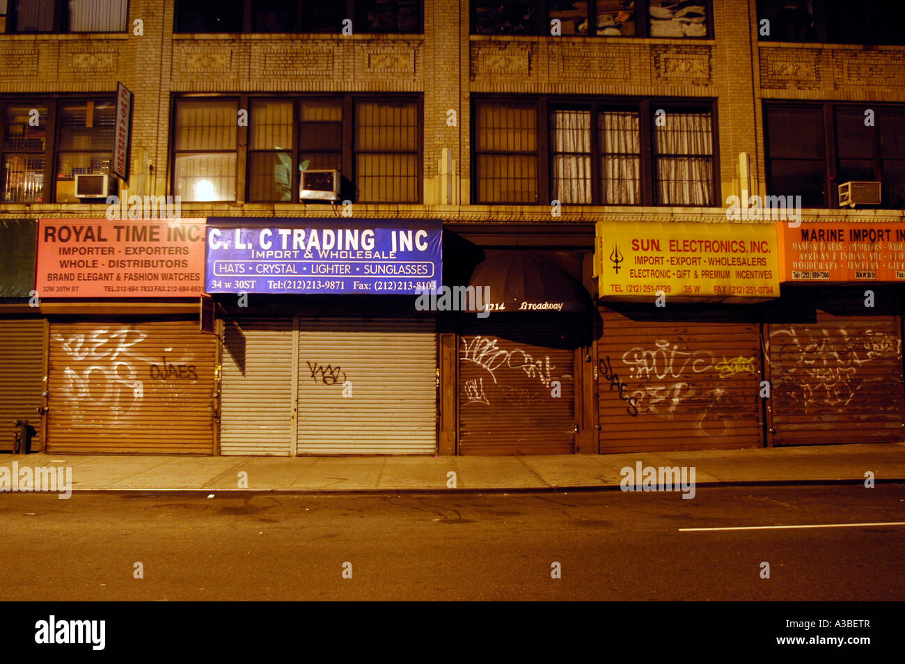 Closed and shuttered storefronts in the wholesale imports district in ...