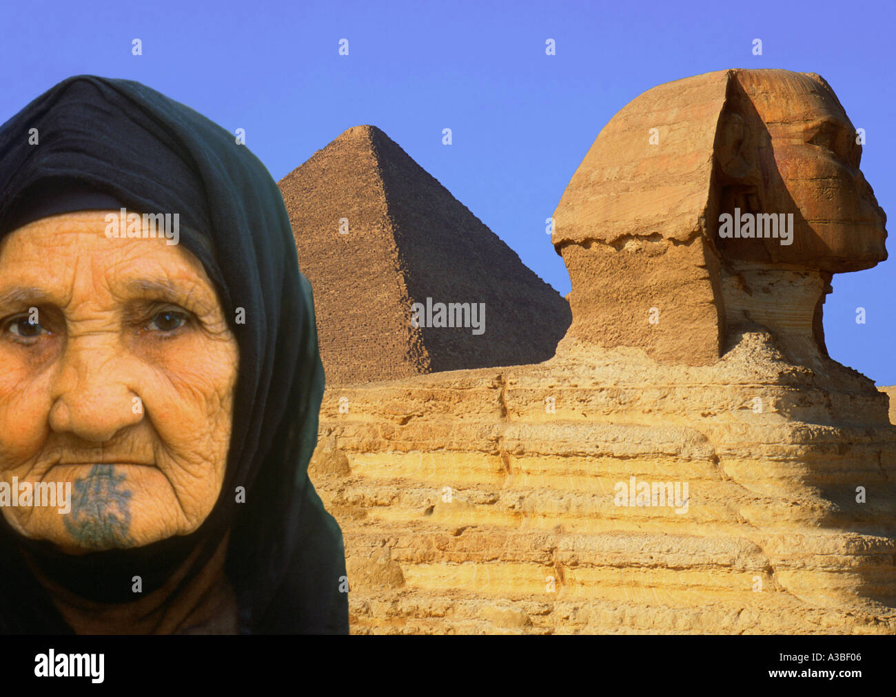 Egypt woman and the Sphinx in desert tourism Stock Photo - Alamy