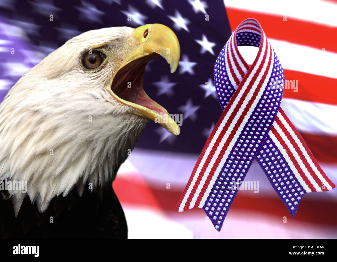 Patriotism in the USA Eagle ribbon flag Stock Photo - Alamy