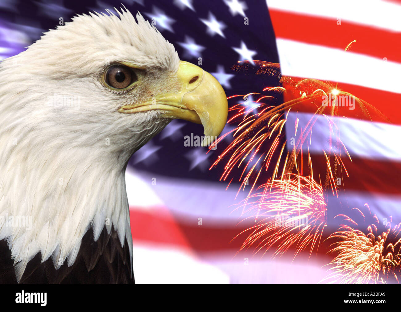 Patriotism in the USA Eagle fireworks Stock Photo - Alamy