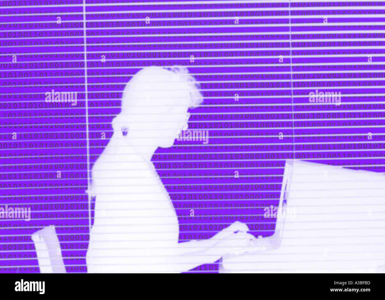 Silhouette of woman working on computer Stock Photo - Alamy