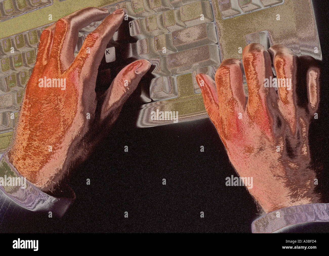 Abstract Hands on keyboard Stock Photo - Alamy