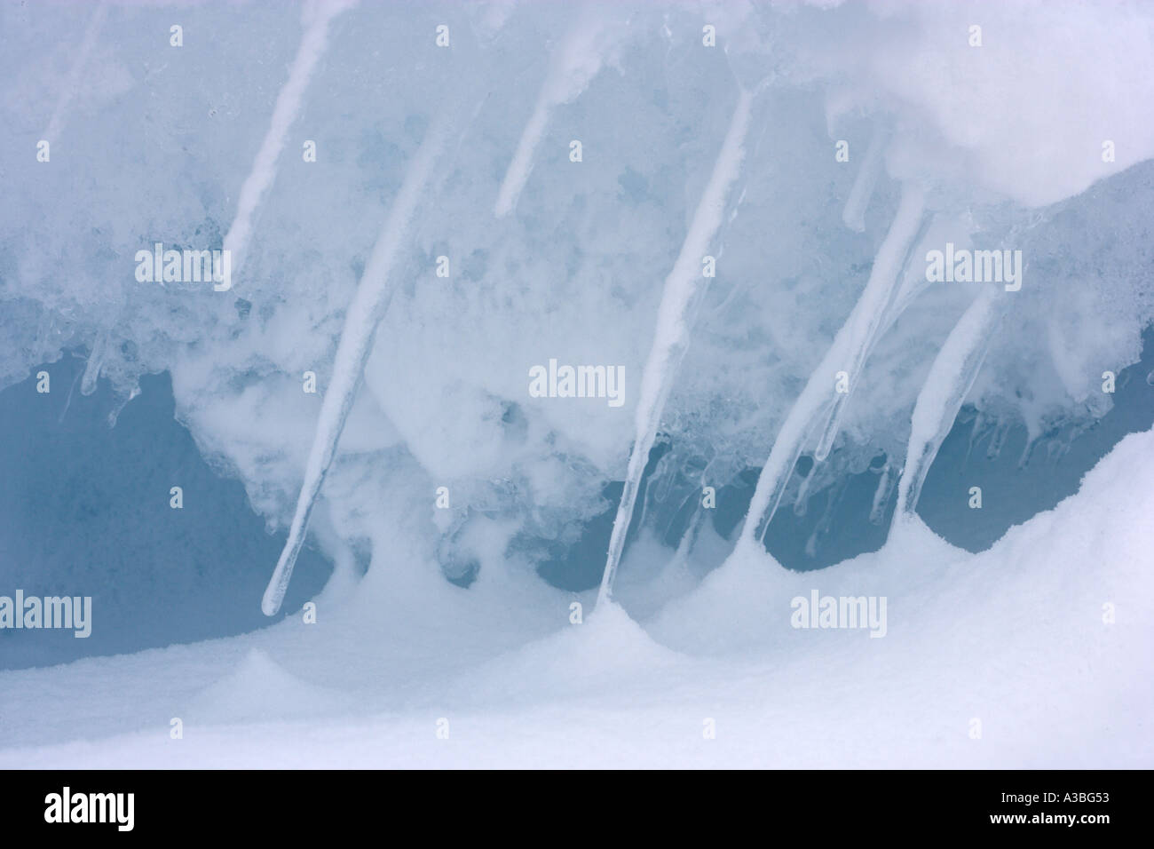 Icicles and snow. Freezing dripping water Stock Photo - Alamy