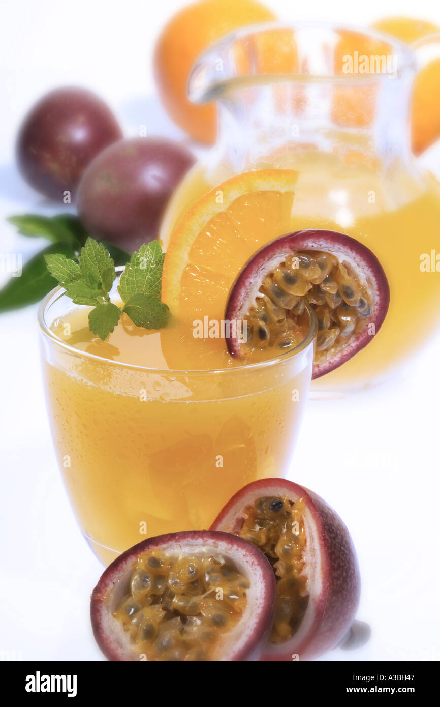 Orange and Passion fruit juice Stock Photo - Alamy