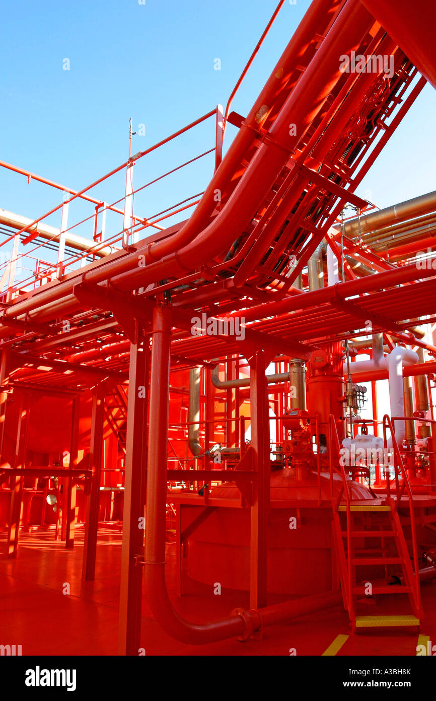 Bright red gas pipes Stock Photo - Alamy