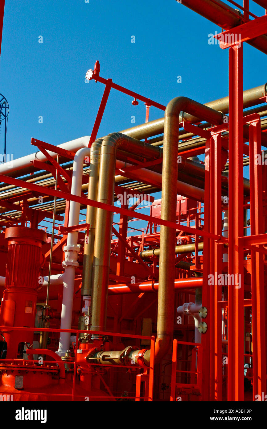 Bright red gas pipes Stock Photo - Alamy