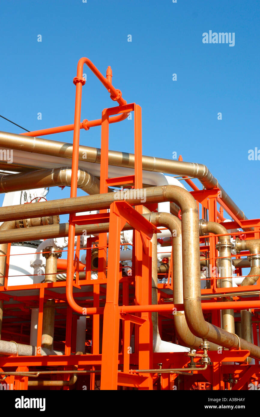 Bright red gas pipes Stock Photo - Alamy