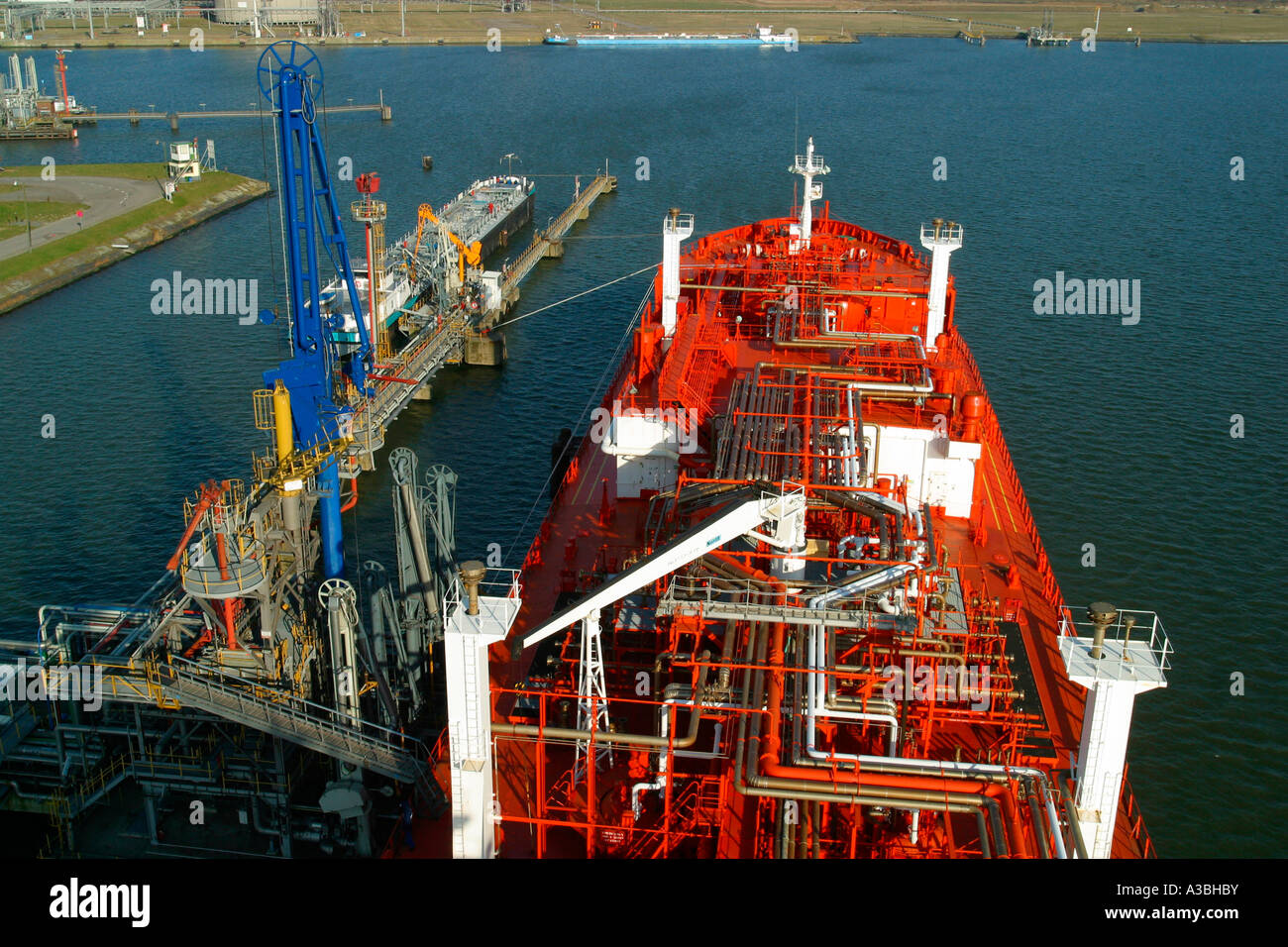 cargo boat at quay Stock Photo - Alamy